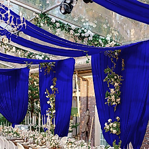 Blue Ceiling Drapes Wedding Arch Drapes Fabric 2 Panels 5FTx20FT Draping Fabric for Wedding Party Ceiling Decorations Arch Backdrop Chiffon Curtains Sheer Fabric for Canopy Bed Outdoor Tent Decor