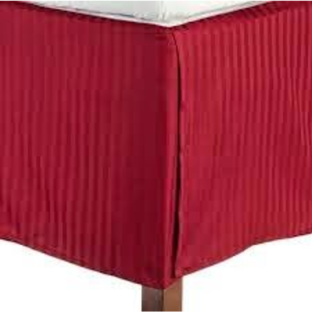 Ethereal Bedding 400-TC Sateen 1-PC Luxury Split Corner Tailored Bed Skirt Twin Extra Long Stripe Burgundy 15'' Inches Drop Length 100% Egyptian Cotton