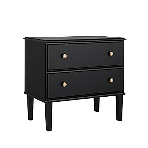 Prepac Lux Nightstand Bedside Table, Black Nightstand for Bedroom, End Table with 2 Drawers 16" D x 27.75" W x 25" H, BDNR-2302-1