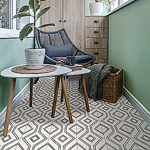 12 Pcs Peal and Stick Frosted Vinyl Wall Tile Transfer Backsplash Sticker, Self-Adhesive Floor Sticker for Kitchen Bathroom, Double Line, 6x6inch (15x15cm)