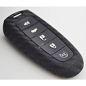Carbon Silicone Key Fob Cover Case Protector with Keychain for Ford C-Max Focus Edge Escape Explorer Expedition Taurus & Lincoln MKT MKX MKS Navigator