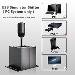USB Simulator Shifter ,Applicable for Logitech G29 /G27 /G25 /G920 Thrustmaster , T300RS/GT Steering Wheel , Compatible ATS ETS Dust WRC Sim Racing Games H Shifter with Carbon Fiber Grip 7+R (PC System only)