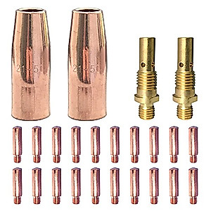 Mig Welding gun accessory 0.035" kit for Lincoln Magnum 100L or Tweco Mini/#1 Mig gun: 20pcs Contact Tips 11-35 0.035" + 2pcs gas nozzles 21-50 1/2" + 2pcs gas diffusers 35-50