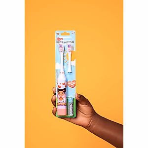 OUR REFLECTIONS Kids Battery Powered, 2 Toothbrush Heads, Soft Bristles, Ages 3 and up. Diversity Girl Nora, Boy John (Nora Electric Toothbrush, Pink)