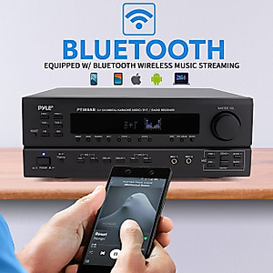 Pyle Wireless Bluetooth Power Amplifier System - 420W 5.1 Channel Home Theater Surround Sound Audio Stereo Receiver Box w/RCA, AUX, Mic w/Echo, Remote - for Subwoofer Speaker - Pyle PT588AB.5