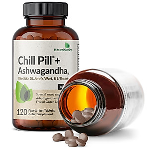Futurebiotics Chill Pill + Ashwagandha, Rhodiola, St. John’s Wort, & L-Theanine - Non-GMO, 120 Vegetarian Tablets