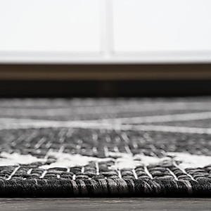 JONATHAN Y SMB129E-8 Derya Tribal Diamond Trellis Indoor Outdoor Area-Rug Bohemian Contemporary Easy-Cleaning Bedroom Kitchen Backyard Patio Non Shedding, 8 X 10, Black/Ivory