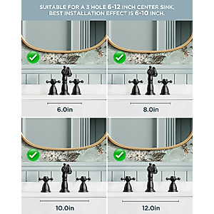 FORIOUS Antique Black Bathroom Faucets, Bathroom Sink Faucet Two Handle 3 Hole, Widespread Matte Black Bathroom Faucet with Metal Pop-up Drain & Supply Lines Faucet for Bathroom Sink, Farmhouse