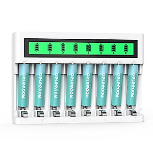 Deleepow Rechargeable AAA Batteries NiMH 1.2V 1100mAh Triple A Batteries 8 Pack with 8 Slot LCD Charger