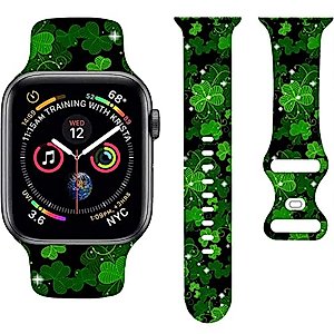 St. Patricks Day Cartoon Bands Compatible with Apple Watch Band 38mm 40mm 41mm,Kawaii Saint Patrick Ireland Holiday Silicone Strap Wristbands Compatible with iWatch Bands Series SE 7 6 5 4 3 2 1 for Girls Women Boys Men Couple Boyfriend Girlfriend Lover G
