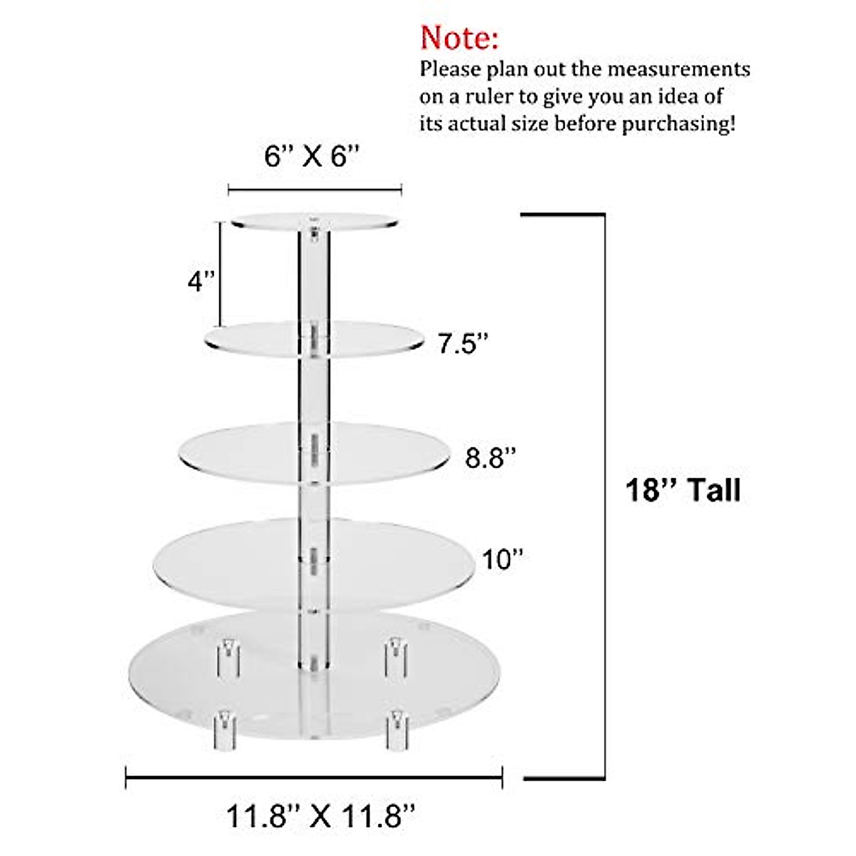 Jusalpha 5 Tier Round Cupcake Stand With Light– Premium Cupcake Holder – Acrylic Cupcake Tower With LED Light – Ideal for Weddings Birthday Parties, Candy Bar Decor 5RFs (5 Tier- Battery Power)