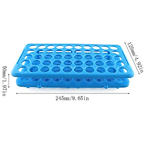 E-outstanding Test Tube Rack Blue Plastic Centrifuge Tube Racks with Silicone Pad Tubes 50 Positions for 5ml,10ml,15ml,50ml 18mm