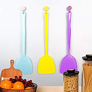 HAREOOS 6 Pack FlySwatters Set Plastic Fly Swatter Multi Pack, 17.5” Long Handle Manual Fly Swatters, Strong Flexible Fly Sweaters(6 Pack,3 Colors)
