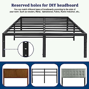 LUSIMO California King Bed Frame 18 Inch Tall Cal King Bed Frame with Storage Heavy Duty Steel Slats Metal Platform Bed Frames No Box Spring Needed Anti Slip Easy Assembly Black