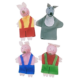 4PCS Three Little Pigs Finger Puppets - Mini Animal Puppets for Kids Storytelling and Playtime Puppet Theater Plush Cartoon Finger Puppet for Toddlers