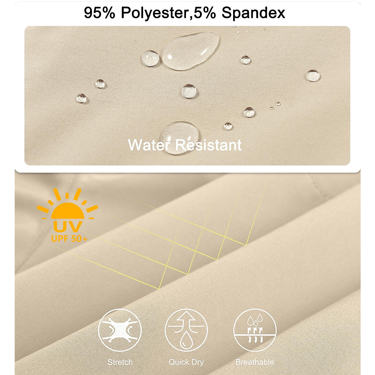 Little Donkey Andy Women's Quick Dry Lightweight Stretch Shorts Outdoor Short Active Hiking Khaki Size L