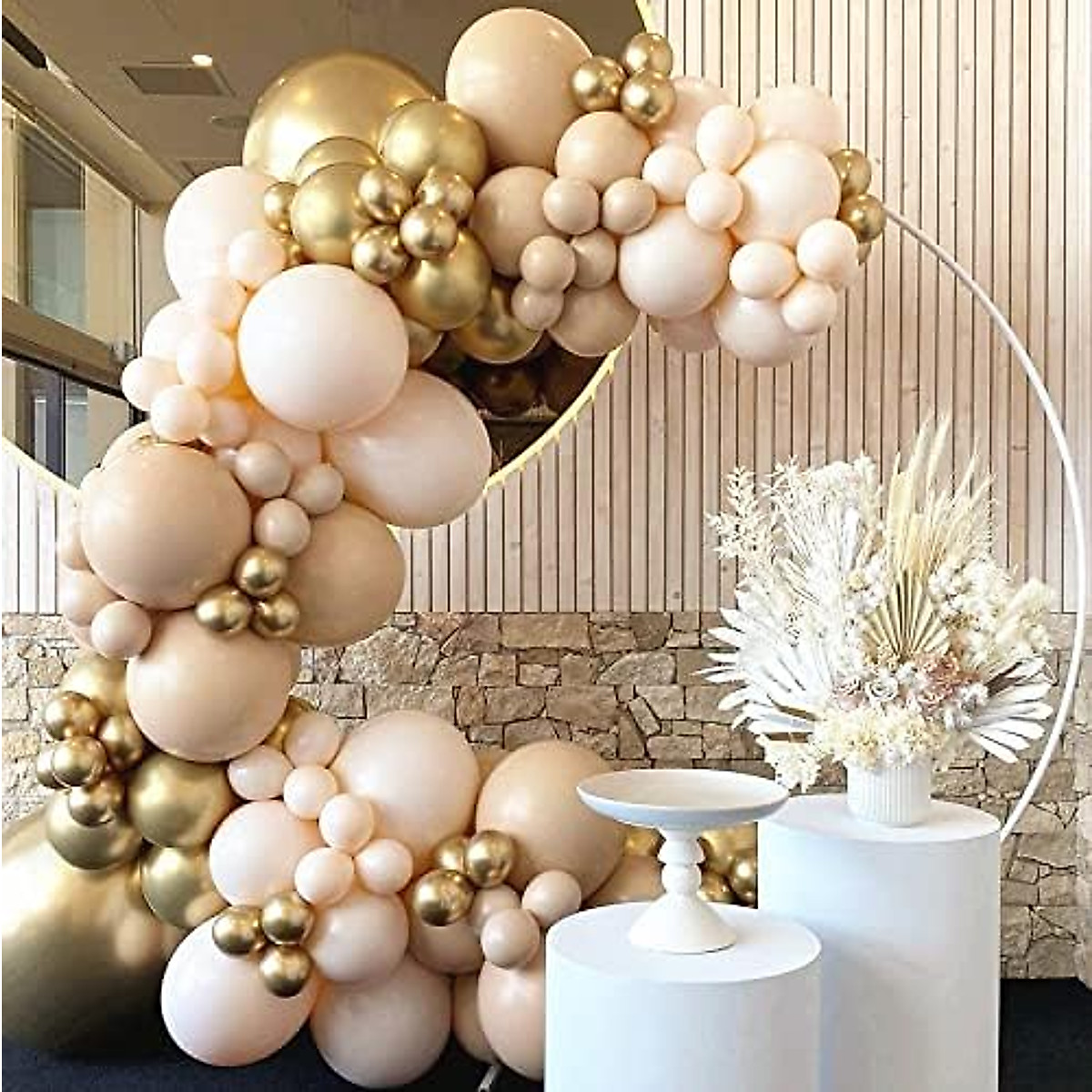 Nude Blush Balloon Garland Double Stuffed Beige Ivory Gold Boho Neutral Balloons Arch Kit for Baby Shower Gender Reveal Birthday Baptism Wedding Party Decoration