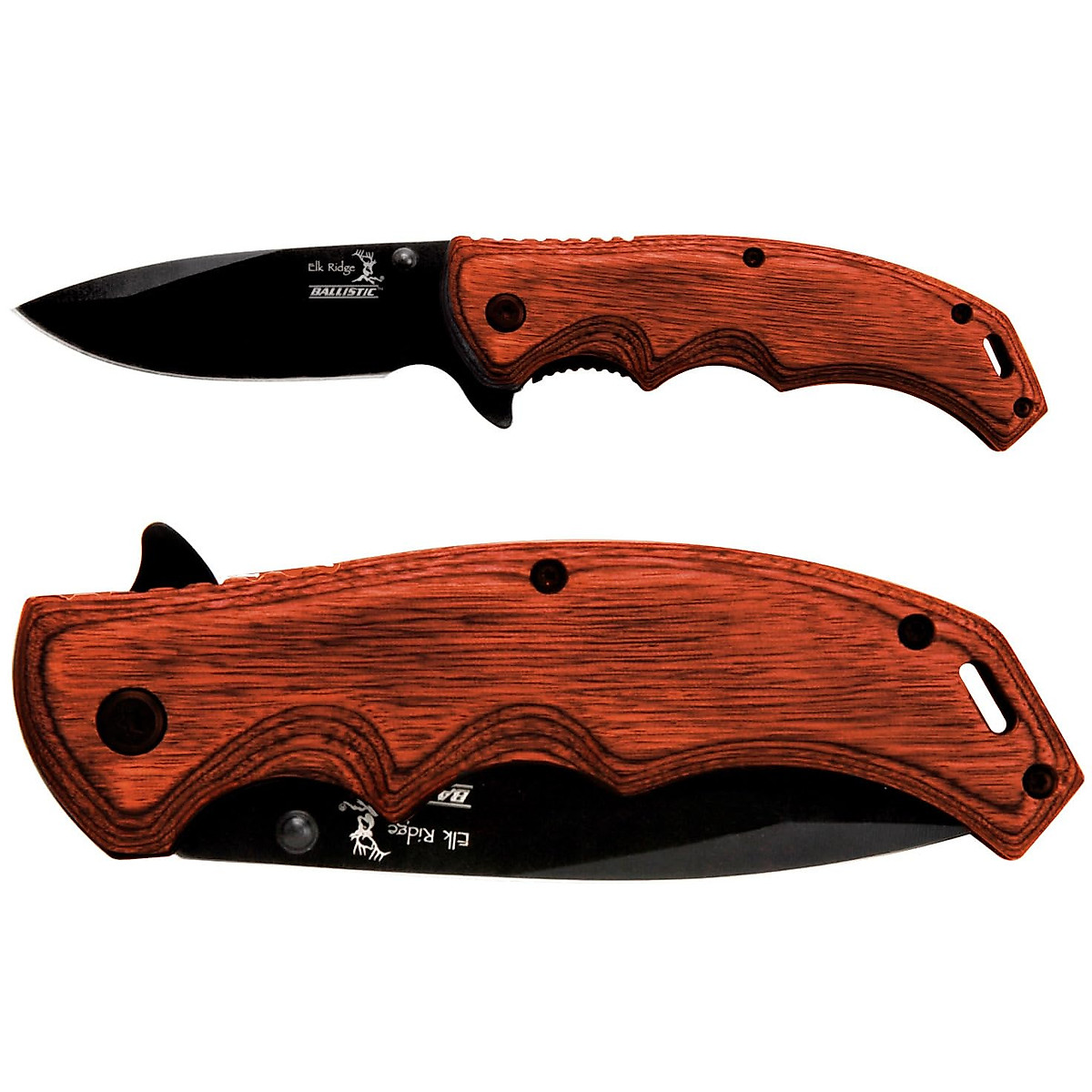NDZ Performance Elk Ridge ERA004 3.5" Spring Assisted Flipper Folding Knife, Hunting Pocket Knife with Clip, Laser Engraved - Bass Fish