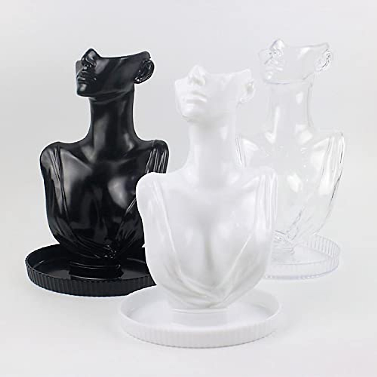 MagiDeal Pendant Necklace Display Model Ornament Mannequin Necklace Chain Jewelry Bust for Women Trades Shows Countertop Home Bedroom Retail Stores, Clear