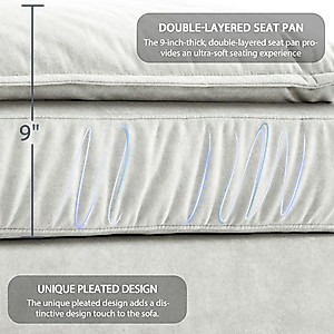 GNIXUU 95" L Shaped Sectional Sofa Couch for Living Room, Modern Tech Cloth Farbic 3 Seat Cloud Couch with Deep Seat and Ottoman, Comfy Upholstered Modular Sofa for Apartment, Office(Beige)