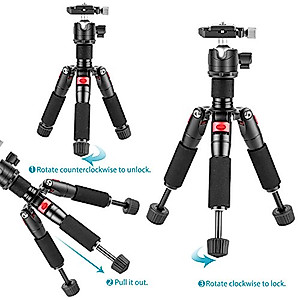 Neewer Portable Desktop Mini Tripod - Aluminum Alloy 20 inches/ 50 Centimeters with 360 Degree Ball Head, 1/4 inch Quick Shoe Plate for DSLR Camera Video Camcorder, Load up to 11 pounds/5 kilograms