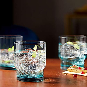 Prologue Libbey Haze Handblown Glasses, Set of 6, 12 oz, Rocks (Blue, 12 oz)
