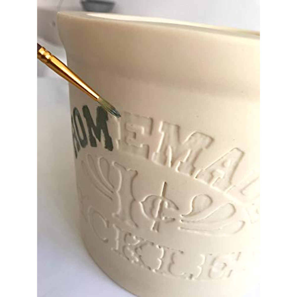 Handmade with Love by Fatima. Utensils holder in Monica’s kitchen. Homemade 1 cent Pickles Jar. Housewarming Gift. Great present for your friends. Totally Handmade.