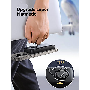 JOYROOM Magnetic Portable Charger 10000mAh Power Bank with Ring Holder, N52 Stronger Magnetic 20W PD Fast Charging Battery Pack Compatible with iPhone 16/15/14/13/12/Pro/Pro Max (Black)