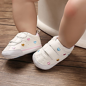 E-FAK Baby Boys Girls Shoes Non-Slip Rubber Sole Infant Toddler Sneakers Crib First Walker Shoes(0-18 Months) (01 Multi-Color, 12_Months)