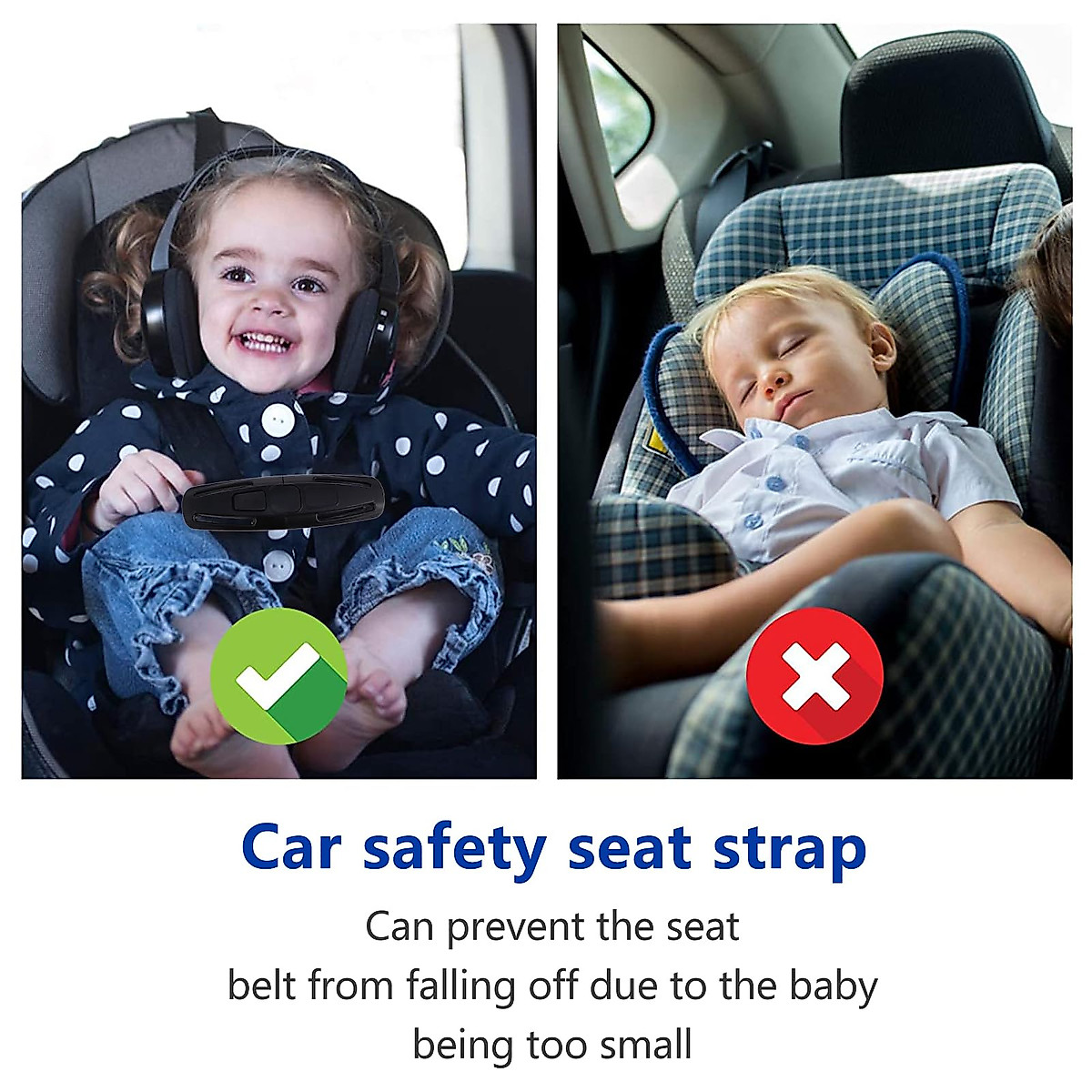 HEALLILY Baby Chest Harness Clip Adjustable Safety Belt Guard Seat Buckle Part 5 PCS (Black)
