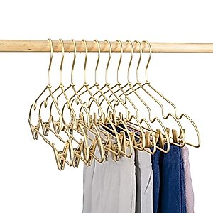 Koobay 16.5” Adult Gold Metal Clips Clothes Clothes Hangers,30 Pack, Coat Suit Standard Hangers Display Storage Organization