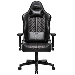 MUSSO Executive Swivel Office Chair, High-Back Racing Gaming Chair, Ergonomic Adjustable Computer Desk Chair, PU Leather Task Chair with Headrest and Lumbar Support (Classic Pattern)…