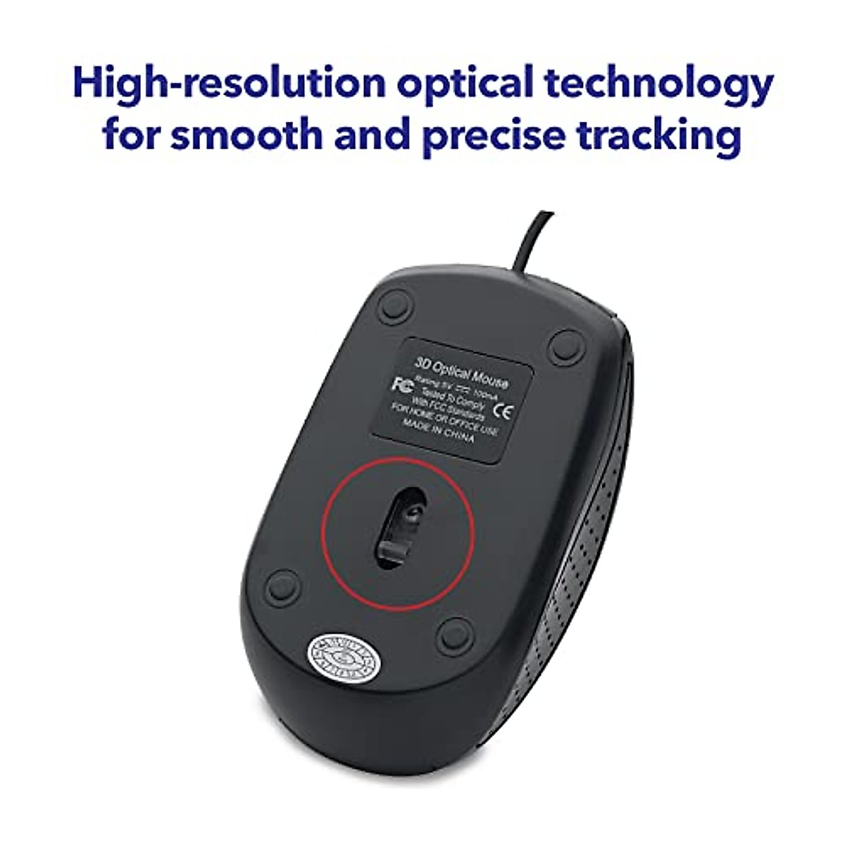 Verbatim Wired USB Computer Mouse - Corded USB Mouse for Laptops and PCs - Right or Left Hand Use, Black 98106