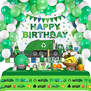 PHOGARY 2 Pack Garbage Truck Tablecloths for Garbage Truck Birthday Party Supplies, Trash Truck Party Table Cover Disposable Plastic Rectangle Table Cloth for Kids Birthday Baby Shower 51" X 86"