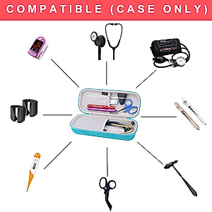 Canboc Hard Stethoscope Case for 3M Littmann Classic III, Lightweight II S.E, Cardiology IV, MDF Acoustica Stethoscope, Mesh Pocket fits Medical Scissors, Penlight, Oral Thermometer, Turquoise