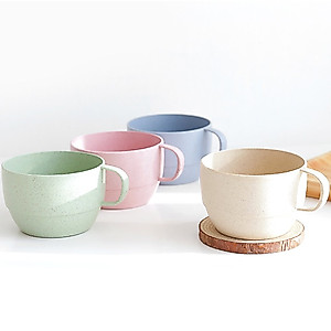 Braceus European Style Wheat Straw Breakfast Drinking Milk Cup Coffee Tea Juice Mug Pink