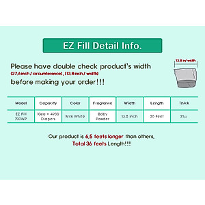 Fit for Dekor Classic Diaper Pails Refills - EZ Fill Diaper Pail Refills 10 Counts(10 Refills), White, (M700WP)