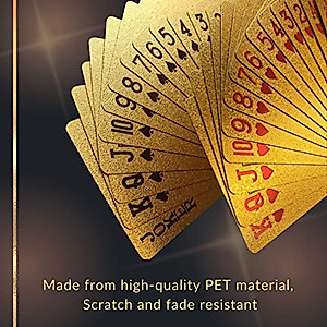 Magic Kiss Waterproof Gold and Silver Foil Poker Playing Cards, Deck of Plastic Playing Cards Gift (Gold 1 Deck)