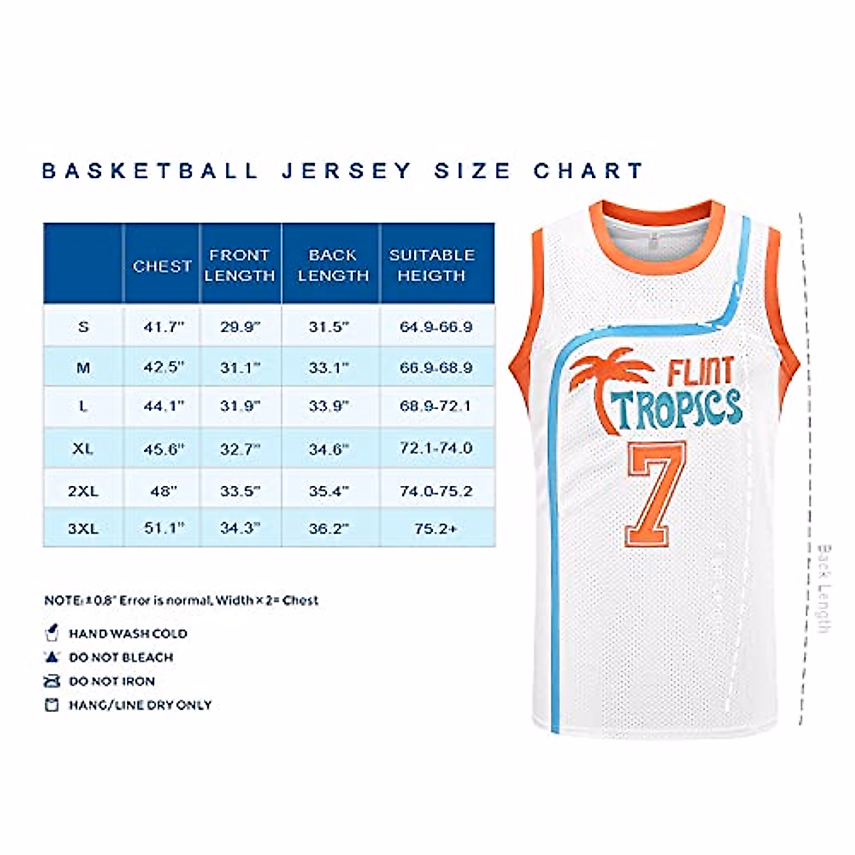 Flint Tropics Jackie Moon #33 Coffee Black #7 Semi Pro 90s Hip Hop Clothes for Party Men Basketball Jersey Green White (7 White, Medium)