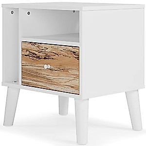 Signature Design by Ashley Piperton 1 Drawer Night Stand Nightstand, 21.88" Tall, White & Light Brown