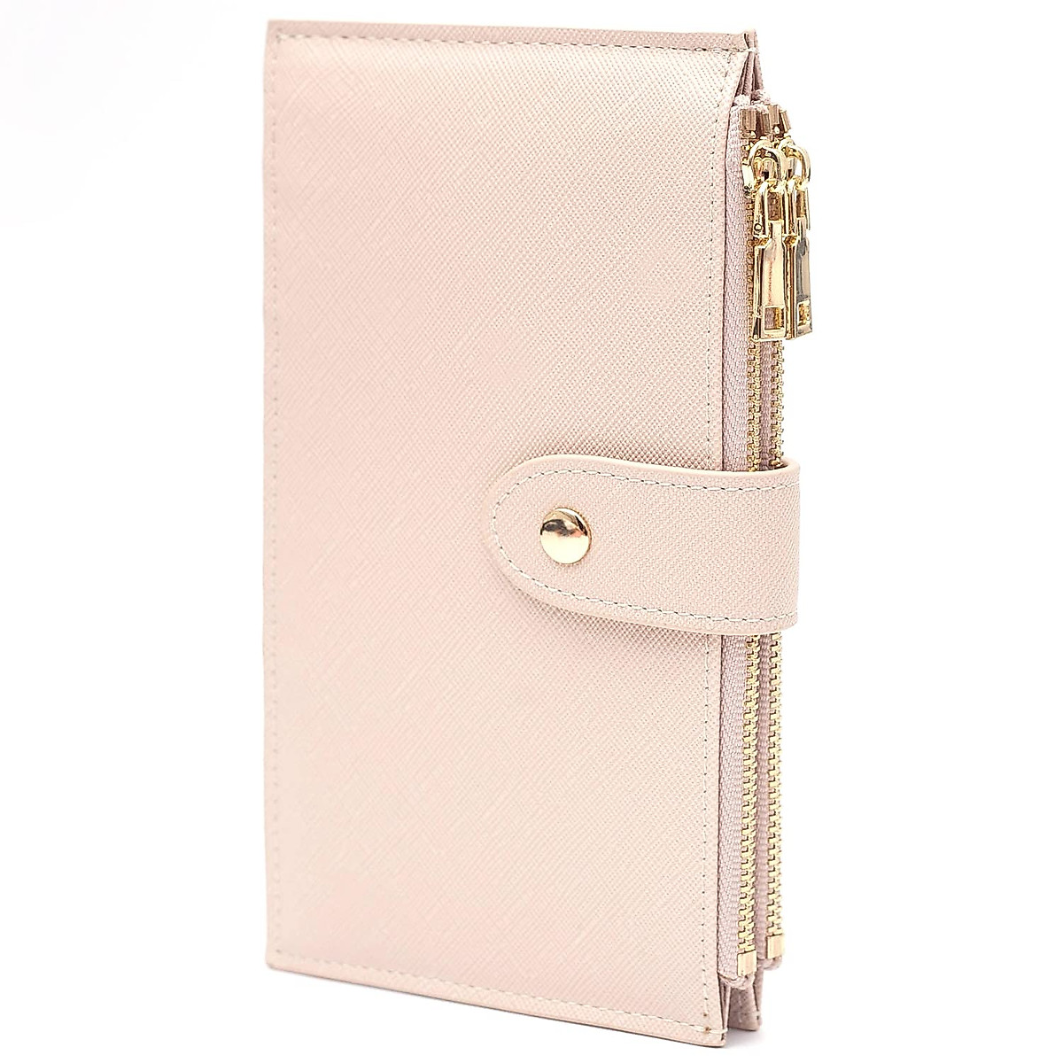 neyrat Slim wallet for women, Bifold multi card case zipper coin purse,RFID Blocking wallets with checkbook holder,With gift box (Beige)