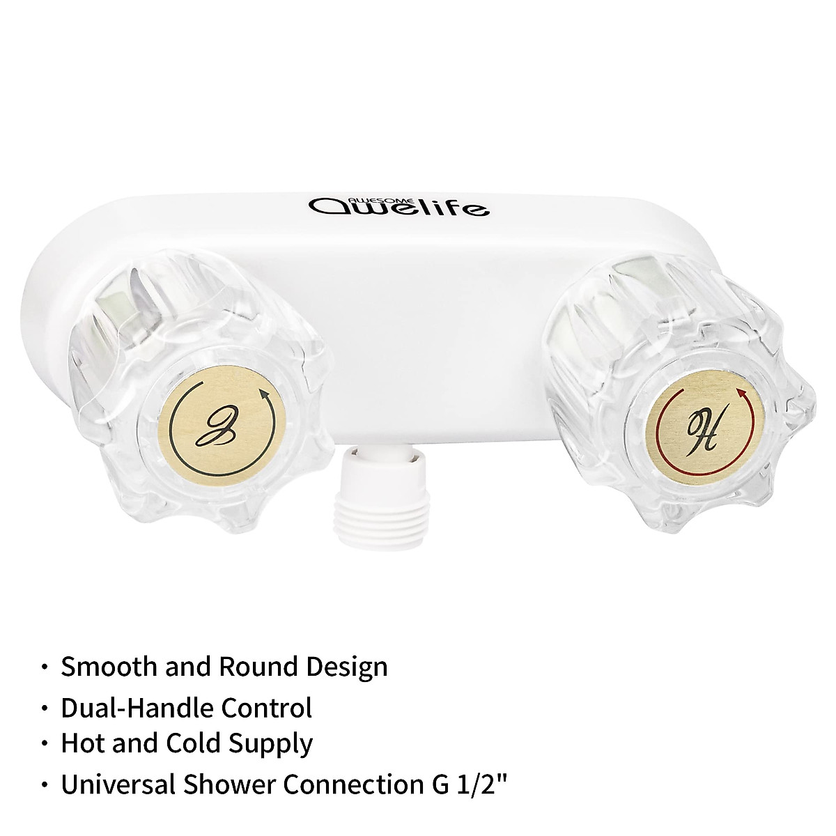 RV Shower Faucet, RV Camper Shower Faucet Replacement, 4” Shower Valve Diverter Assembly Kit, Bathroom Shower Mixing Valve Control for RV Camper Van Travel Trailer Motorhome