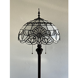 enjoy decor lamps Tiffany Floor Lamp White Stained Glass Baroque Style Lavender LED Bulbs Included for Living Room Dining Room Bedroom 16" D*16" W*64" H