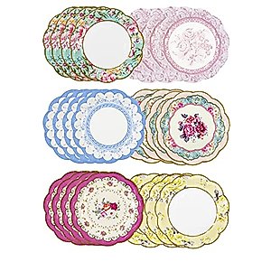 Talking Tables Pretty Floral Paper Plates | Mother's Day Afternoon Tea Party Decorations Truly Scrumptious Disposable Dishes for Birthday Baby Shower, Bridal Wedding, Made UK, Pretty, Pack of 24