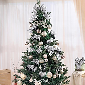 MAYREEL 2.5 Inch Silver Crushed Velvet Ribbon Wired for Christmas Decorations Gift Wrapping Wreaths Tree Toppers 10 Yards