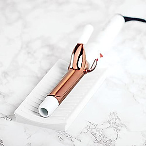 mDesign Silicone Heat-Resistant Hair Care Styling Tool Mat Tray - Rest Curling Irons, Flat Irons, Straighteners, Sticks, Wands - for Bathroom Vanity Countertop - Non-Slip, Waterproof - White