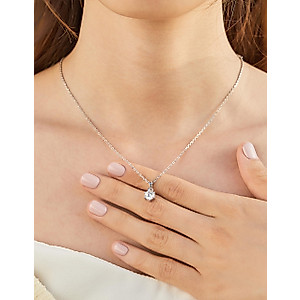 MomentWish Simple Necklace for Women, Birthday Gifts for Her, 1Carat Moissanite Necklace 925 Sterling Silver Solitaire Necklace, Mother's Day Holiday Valentine's Day Gift