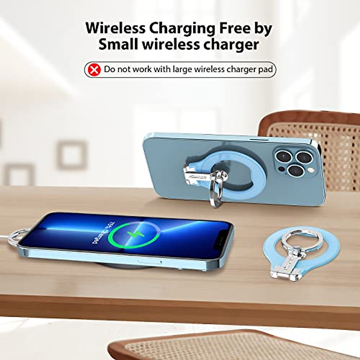 Nillkin Phone Grip (SnapGrip), Metal Phone Ring Holder Stand, Adjustable Kickstand, phone gripper for back of phone S22 Ultra, S22, S21, For iPhone 13, 13 Pro, 13 Mini, XS,12, 11,Pixel 6/6A (Sky Blue)