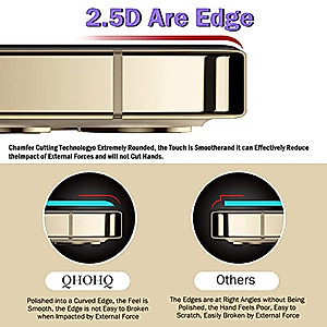 QHOHQ 3 Pack Screen Protector for iPhone 14 Pro 6.1 Inch with 3 Pack Tempered Glass Camera Lens Protector, Ultra HD, 9H Hardness, Scratch Resistant, Case Friendly