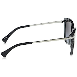 Ralph by Ralph Lauren Women's RA5267 Butterfly Sunglasses, Shiny Gradient Black Glitter/Grey Gradient, 56 mm